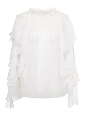 Alberta Ferretti Ruffle-detailing Blouse - White