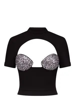 AREA AREA Crystal-Embellished T-Shirt