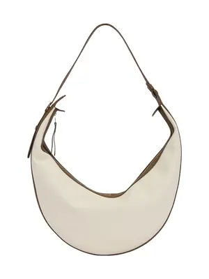 Khaite KHAITE Augustina Canvas Hobo Bag Cream & Dark Olive