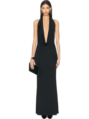 Lapointe Jersey Cowl Neck Gown - Black
