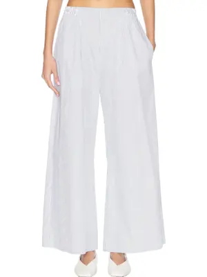 LESET Yoshi Wide Leg Boxer Pant In Baby Blue - Seaside Stripe