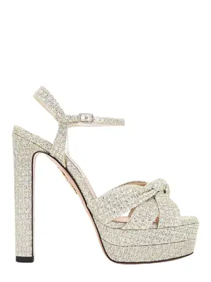 AQUAZZURA Nina 130 Plateau Sandal - Silver