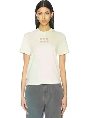 Miu Miu Logo T-shirt - Natural