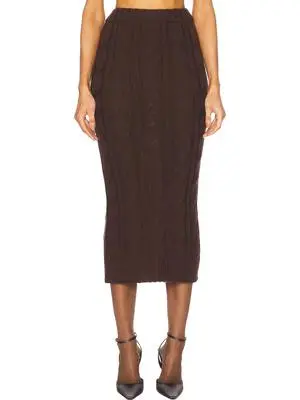 ROWEN ROSE Long Knit Skirt - Brown