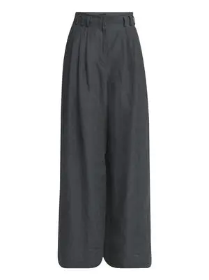 Giorgio Armani Pleated Wide-leg Linen Trousers - Dark Green