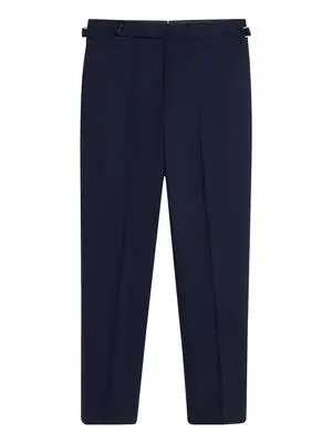 Dunhill Wool Flat-front Trousers - Spring Navy
