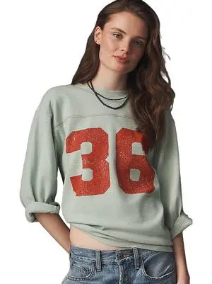 PILCRO Pilcro 3/4 Sleeve Varsity T-Shirt Light Green