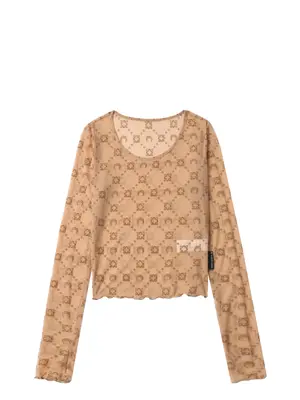 MARINE SERRE Monogram Crewneck Top - Neutrals