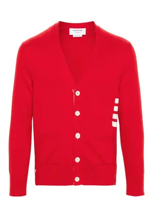 Thom Browne 4-bar Cotton Cardigan - Red