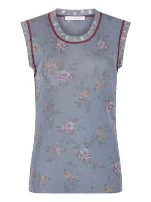 Rabanne Floral-print Tank Top - Blue