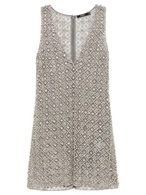 Amen Net-embroidered Mini Dress - Silver