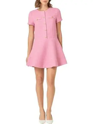 Endless Rose Tweed A-line Mini Dress - Pink
