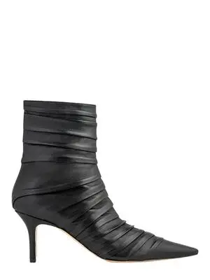 NEIL J. RODGERS Plisse Ankle Boot - Black Nappa