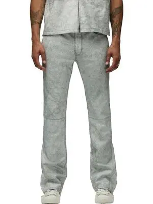 Hudson Jeans Walker Kick Flare Leather Jeans - Cracked White