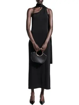 Mango Asymmetric Drape Maxi Dress - Black