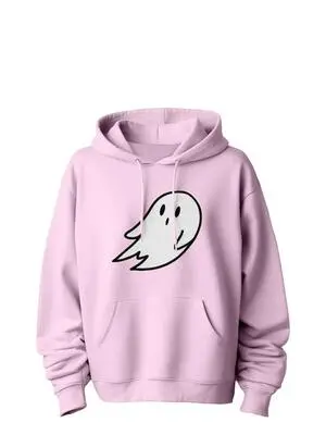 DALIX Giant Ghost Fleece Hoodie - Light Pink