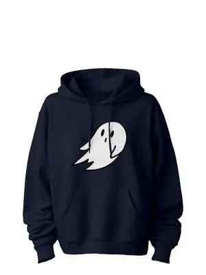 DALIX Giant Ghost Fleece Hoodie Navy Blue