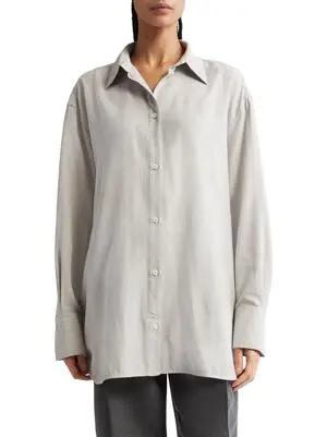TOTEME Relaxed Fit Button-up Shirt - Pale Grey Melange