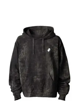 DALIX Ghost Embroidered Mineral Wash Hoodie Black