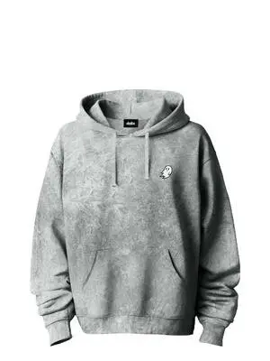 DALIX Ghost Embroidered Mineral Wash Hoodie Gray