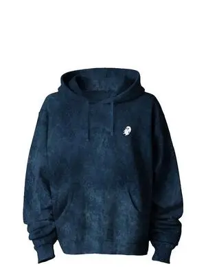 DALIX Ghost Embroidered Mineral Wash Hoodie Navy Blue
