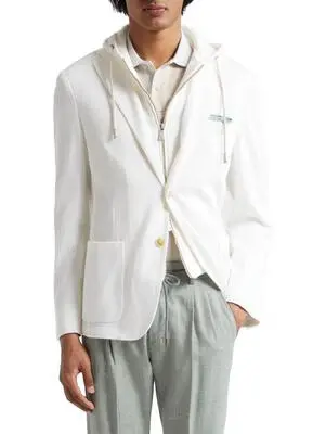 Eleventy Cotton And Cashmere Sport Coat With Removable Hooded Bib - 01 White
