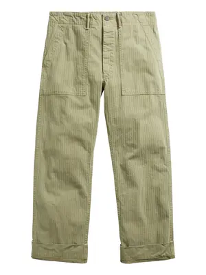 Ralph Lauren Striped Straight-leg Cotton Trousers - Green