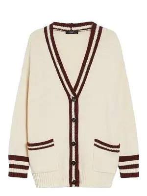 Max Mara Vicolo Tipped Longline Cardigan - Bordeaux