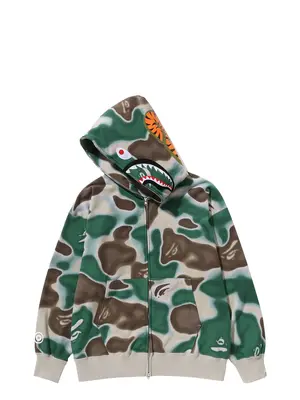 A BATHING APE BAPE Liquid Camo Shark Relaxed Fit Full Zip Hoodie Green