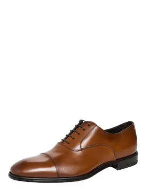 FERRAGAMO FERRAGAMO Boston Leather Lace Up Dress Shoes Natural/t. Moro