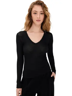 JAMES PERSE Skinny Deep V Tee - Black