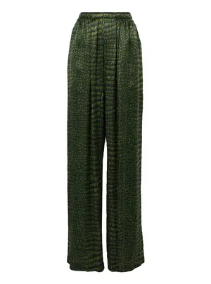 Balenciaga Printed Wide-leg Silk Satin Pants - Green
