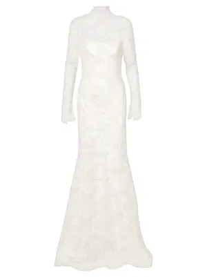 DANIELLE FRANKEL Bridal Adena Floral Lace-trimmed Gown - White