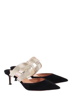 AQUAZZURA Esencia 50 Suede Mules - Gold