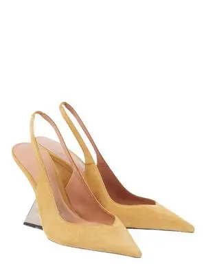 Attico Cheope Suede Wedges Beige