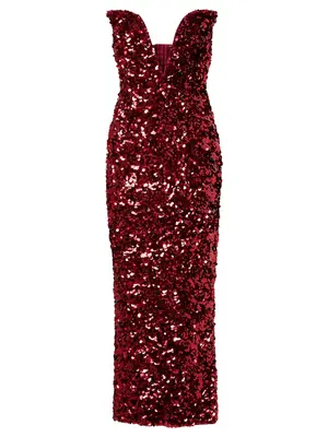 SELF-PORTRAIT Sequined Cocktail Dress - Red