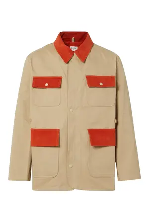BODE Corduroy-trimmed Cotton Twill Field Jacket - Beige