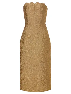 MARKARIAN Marcella Floral Brocade Cocktail Dress - Gold