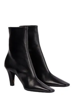 Saint Laurent Jill 75 Leather Ankle Boots - Black