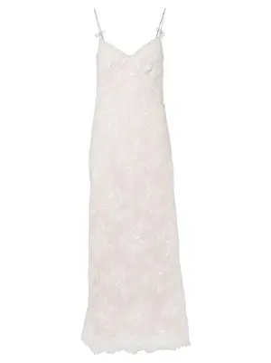 Blumarine Rebrode Embellished Lace Maxi Dress - White