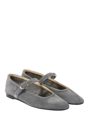 Le Monde Beryl Suede Mary Jane Flats - Grey
