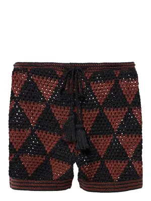 Anna Kosturova Malia Crochet High-rise Cotton Shorts - Brown