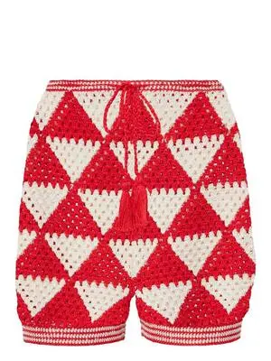 Anna Kosturova Malia Crochet High-rise Cotton Shorts - Multicoloured