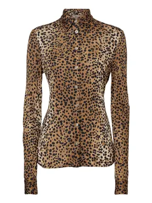 Versace Leopard-print Viscose Shirt - Brown