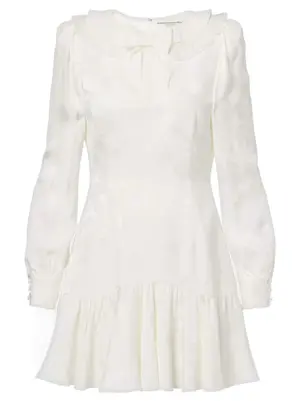 Alessandra Rich Bow-detail Floral Jacquard Minidress - White