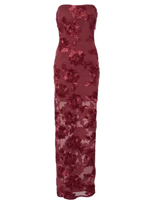 ROTATE BY BIRGER CHRISTENSEN Floral Embroidered Maxi Dress - Red