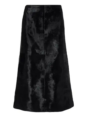 TOTEME Paneled Calf Hair Midi Skirt - Black
