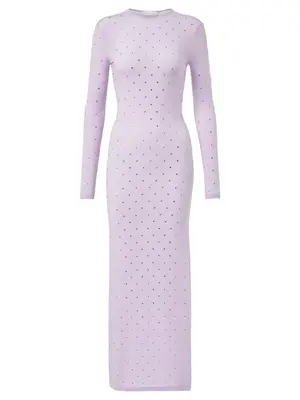 Rabanne Second Skin Embellished Maxi Dress - Purple