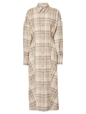 Attico Checked Cotton-blend Shirt Dress - Beige