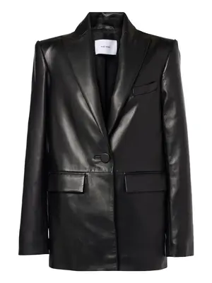 Alex Perry Oversized Leather Blazer - Black